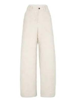 Brunello Cucinelli Alpaca-blend Wide-leg Trousers - White