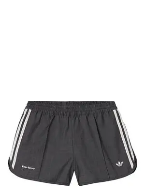 ADIDAS ORIGINALS Wales Bonner Striped Wool-blend Twill Shorts - Gray