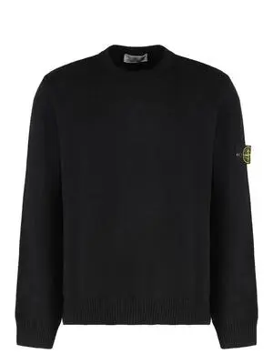 Stone Island Crew Neck Cotton Sweater - Black