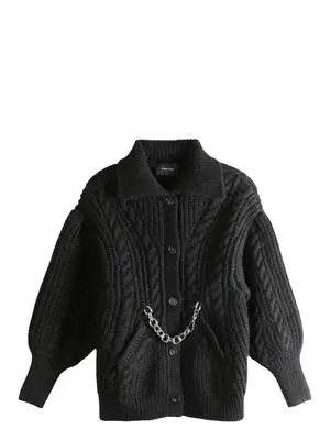 Simone Rocha Chain-detailed Chunky Knit Cardigan - Black