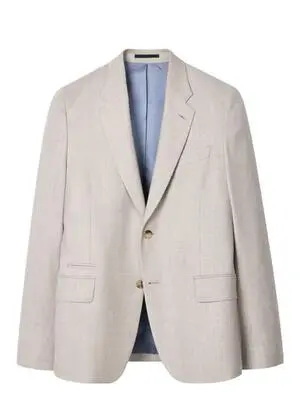 Paul Smith Tailored-fit Beige Overdyed Wool-cashmere Flannel Blazer - Brown
