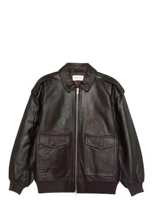 THE FRANKIE SHOP Zip-fastening Leather Jacket - Brown