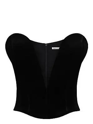 House Of Cb Vienne Plunge-neck Velvet-jersey Corset Top - Black