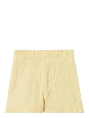 Claudie Pierlot Jacquard Cable-knit Wool And Cashmere-blend Shorts - Baby Yellow