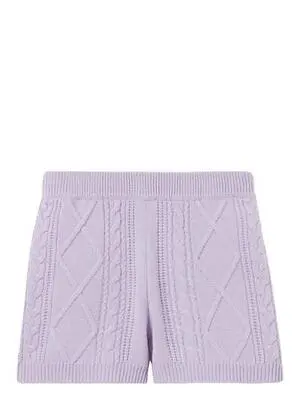 Claudie Pierlot Jacquard Cable-knit Wool And Cashmere-blend Shorts - Light Purple