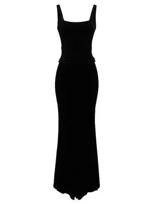 House Of Cb Yasmina Corset Velvet-jersey Maxi Dress - Black