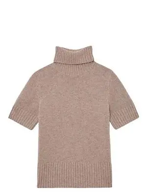 REISS Esme Roll-neck Cashmere Jumper - Oatmeal Neutral