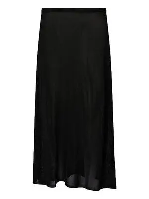 DJERF AVENUE Knitted Semi-sheer Midi Skirt - Black