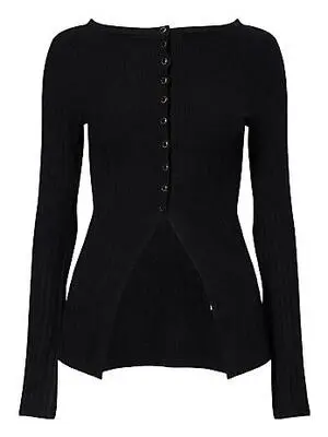 Free People East Side Fine-rib Knitted Cardigan - Black