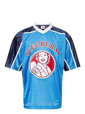 ICECREAM Waitress Graphic Jersey Football Top - Blue