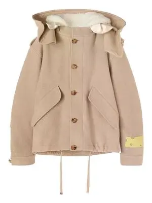 Off-White Hooded Short Parka Coat - Neutrals