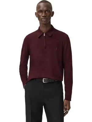 ALLSAINTS Albany Merino Ramskull Polo - Bronzed Red