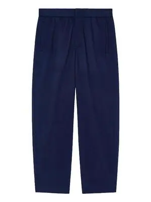 Giorgio Armani Wool Double Jersey Flat-front Trousers - Navy