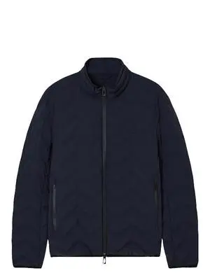 Emporio Armani Chevron Quilted Nylon Spandex Down Jacket - Navy