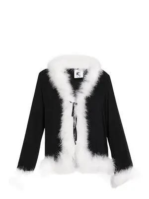 Sleeper Tie-front Feather Viscose Blouse - Black