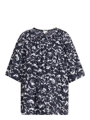 Michael Kors Floral-Print Cotton Top Midnight/o