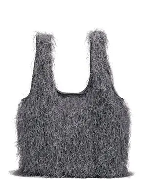 Dries Van Noten Marche Small Fringed Tote Bag - Gray