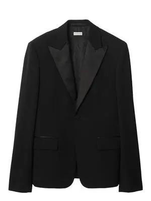 Burberry Grain De Poudre Wool Tuxedo Jacket - Black