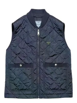Prada Re-nylon Ribbed Knit Quilted Vest - Blue