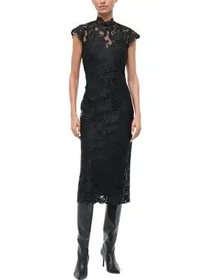 Staud Rosaline Lace Midi Dress - Black