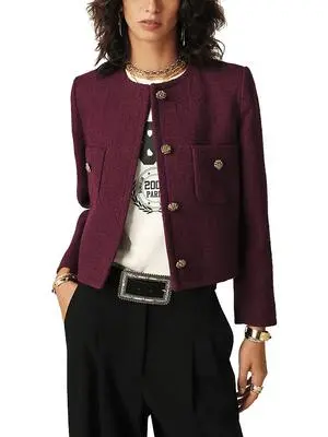 Ba&sh Meredith Cropped Boxy Jacket - Burgundy