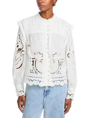 Farm Rio Richilieu Eyelet Shirt - Off-white