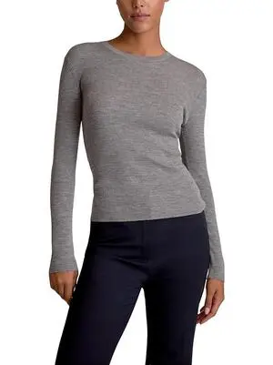 M.M.LAFLEUR Beck Ribbed Merino Sweater - Gray Melange