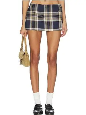 FRAME X Amelia Gray Checkmate Skirt - Navy Multi