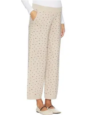 Hatch Floral Knit Pant - Oat Melange
