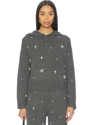 Simkhai Karmen Embellished Hooded Top - Charcoal Grey