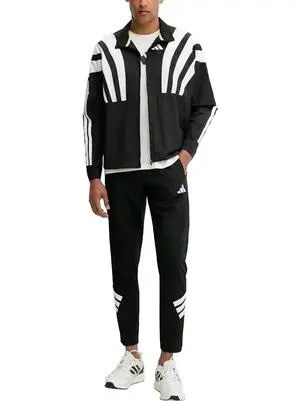 Adidas Adizero Striped Zip-up Sport Jacket - Black