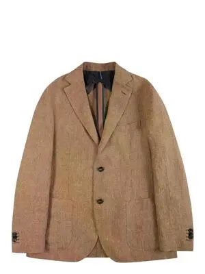 Incotex Single-breasted Linen Jacket - Brown
