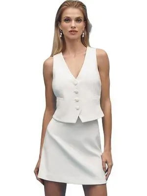 Bhldn Tailored Crepe Vest Top White