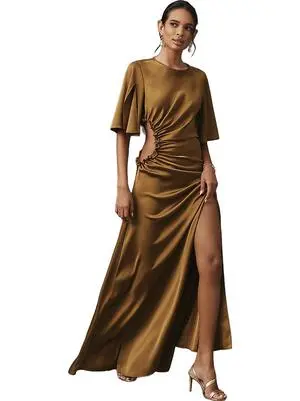 ONE33 Marie Cutout Satin Maxi Dress - Gold