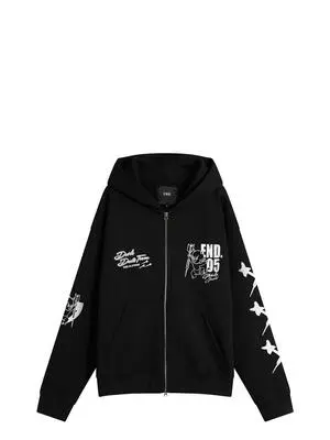 END. Devils Darts Team Zip-up Hoodie - Washed Black