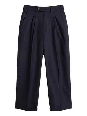 Drole De Monsieur Cropped Pleated Trousers - Navy
