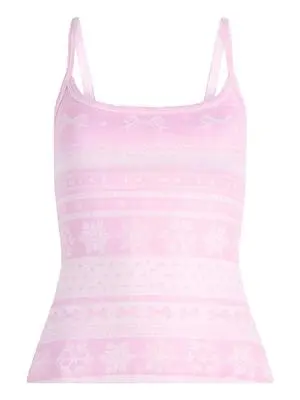SKIMS Plush Pointelle Cami Top - Bubblegum Bow Fairisle
