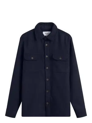 WAX LONDON Lomond Thick Wool Blend Overshirt - Navy