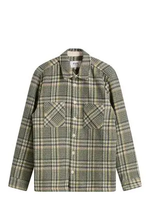 WAX LONDON Whiting Check Wool Blend Overshirt - Green