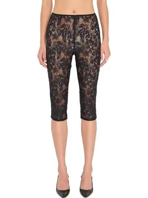 Amanda Uprichard Nico Capri Pants In Lace - Black
