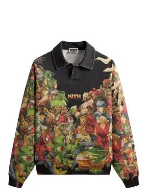 Kith X Marvel Vs. Capcom Age Of Heroes Nelson Fleece Rugby - Black