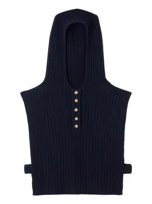 Sandro Wool Hooded Knit Collar - Navy Blue