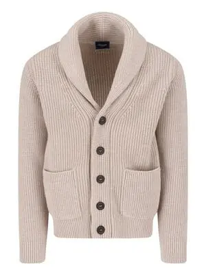 DRUMOHR Merino Wool Shawl Collar Cardigan - Beige