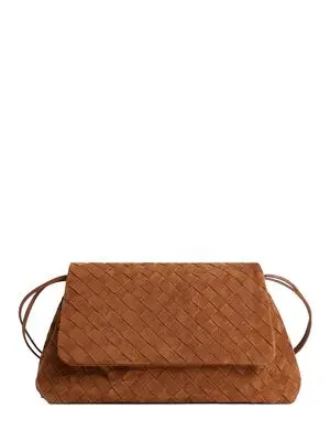 Bottega Veneta Suede Shoulder Bag Brown