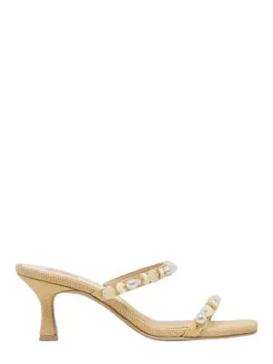 DOLCEVITA Grason Pearl-embellished Heels - Lt Natural Raffia