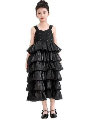 TULLEEN Ruffle Tiered Gala Dress - Black