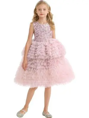 TULLEEN Tiered Tulle Dress - Pink