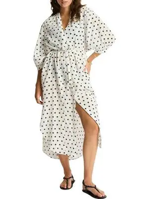 SEA LEVEL Dottie Long Sleeve Cover-up Dress - Coconut