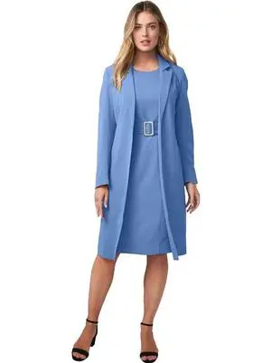 JESSICA LONDON Belted Jacket Dress - French Blue