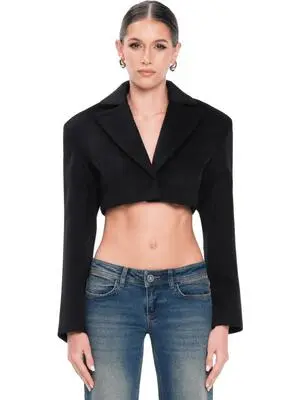 OW Nova Cropped Wool Blazer - Black
